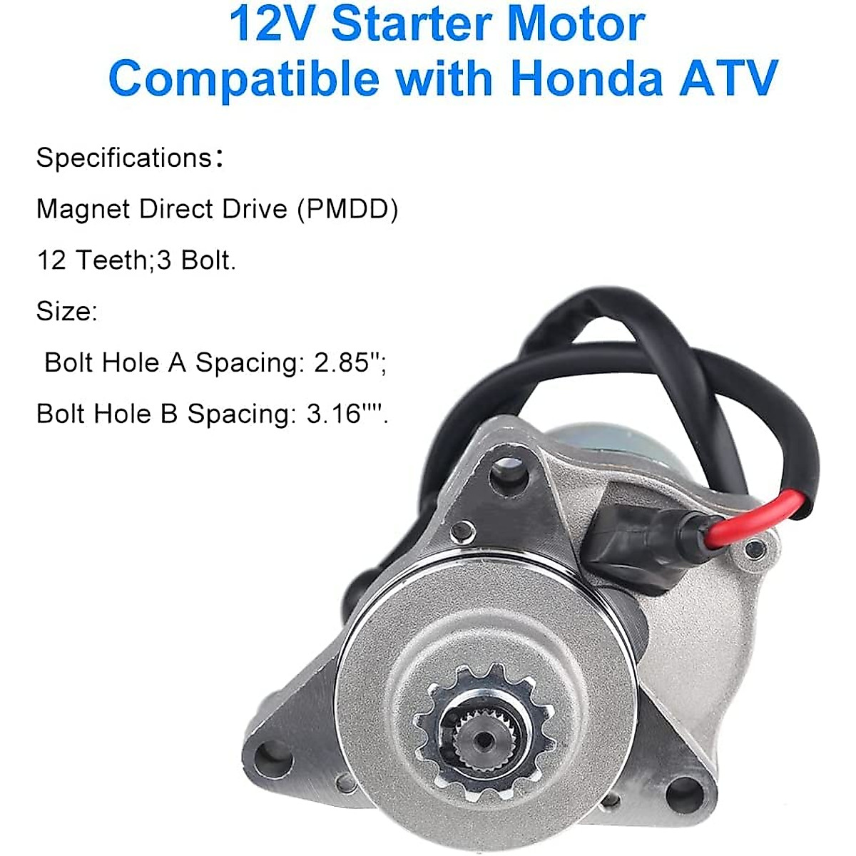 WATERWICH Starter Compatible with Tao Tao 125cc 110cc-50cc with Relay ATV Coolster Motor Coolster Four 4 Wheeler Chinese Pit Dirt Bike 4 Wheelers Go Karts Dune Buggy Sandrail Quad SSR Roketa