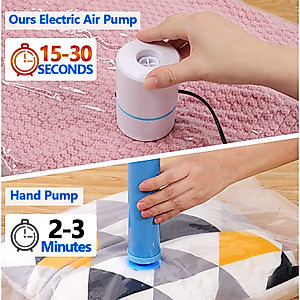 Vacuum Storage Bags with Electric Air Pump, 8 Pack Space Saver Bags (4 Jumbo/4 Large) Compression Storage Bags for Comforters and Blankets, Vacuum Sealer Bags for Clothes Storage, Silent electric pump
