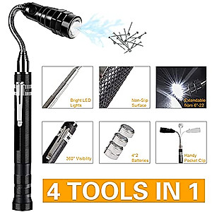 Magnetic Pickup Tool with LED,Stocking Stuffers Christmas Gifts,Anniversary Birthday Valentines Day Cool Gifts Idea for Him Dad Husband,Dad Gifts