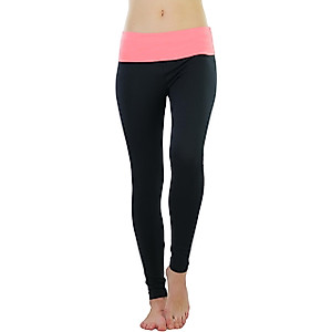 ToBeInStyle Women's Active Pants with Fold-Over Waistband - Coral - Large