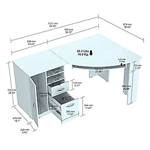 Inval ET-3415 Computer Desk, Washed Oak