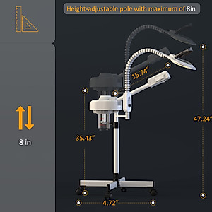 Professional Facial Steamer with Magnifying Lamp – 2 in 1 Ionic Ozone Steamer for Face Spa Beauty Salon Equipment with 3 Diopter Magnifying Glass LED Lamp Cleanses Skin Unclogs Pores (Blanco)