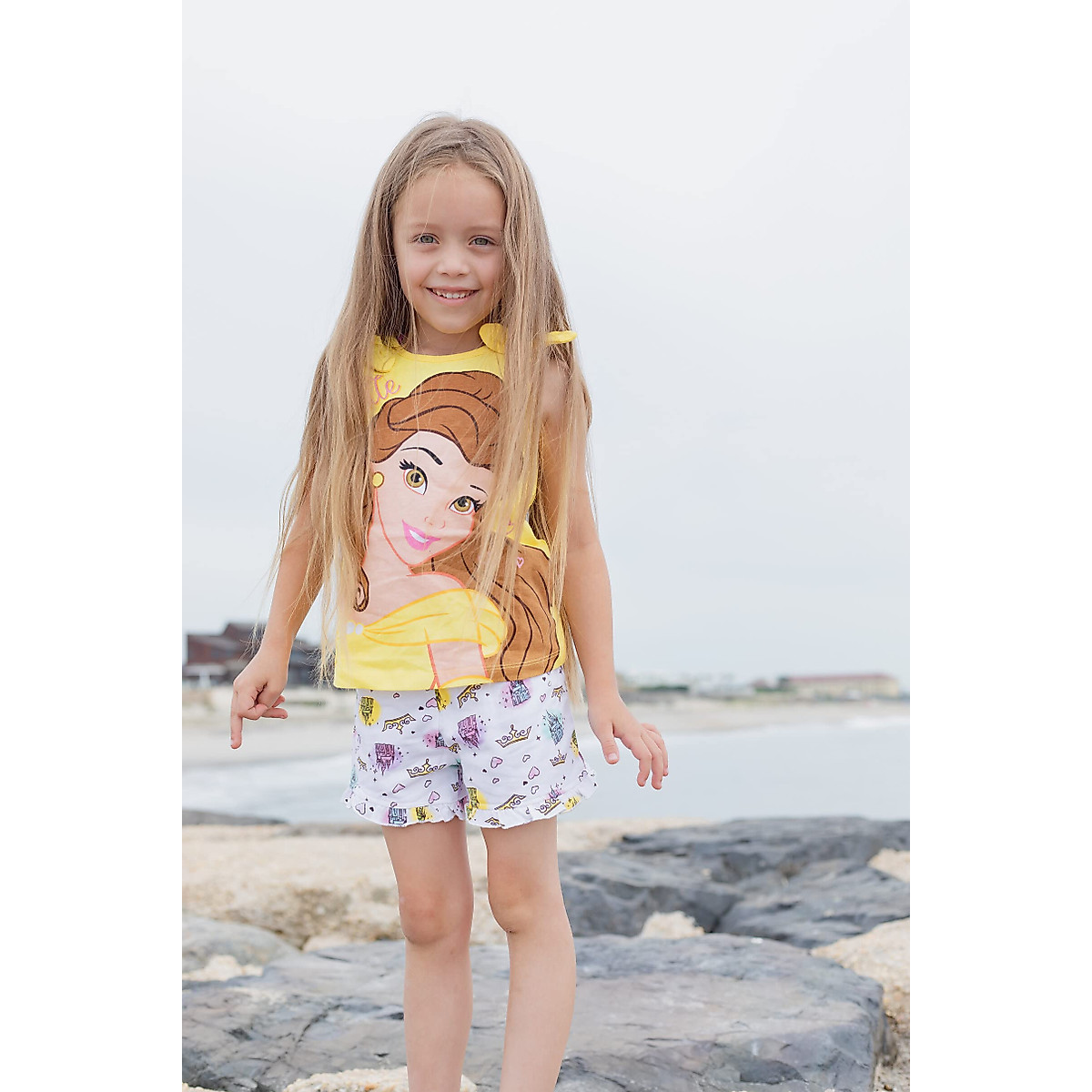 Disney Princess Belle Little Girls Tank Top and French Terry Shorts 6-6X