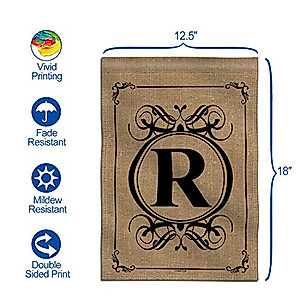 Anley Classic Monogram Letter R Garden Flag, Double Sided Family Last Name Initial Yard Flags - Personalized Welcome Home Decor - Weather Resistant & Double Stitched - 18 x 12.5 Inch