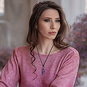 MAIBAOTA Necklaces for Men Adjustable Black Rope Necklace Amethyst Crystal Stone Pendant Necklace Men's Jewelry