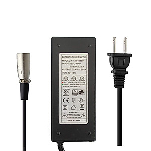 Abakoo 29.4V 2.85A UL Charger Power Supply Adapter for 29.4V 24V 7S only Lithium Battery Pack with 3-Pin XLR Male Connector