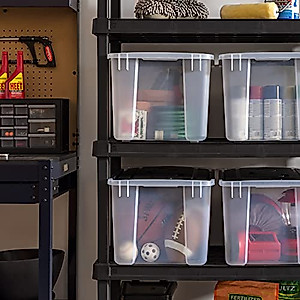 IRIS USA 50.72qt Clear View Wing-lid Plastic Storage Organizing Container Bin, Clear/Black