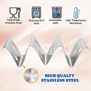 Taco Holders for Grill -Taco Holders Set of 4 Stainless Steel Taco Holder for Kids Taco Night - Premium Easy To Use and Clean Taco Stand For 3 Soft Hard Shell Tacos - Perforated with Bear Paw