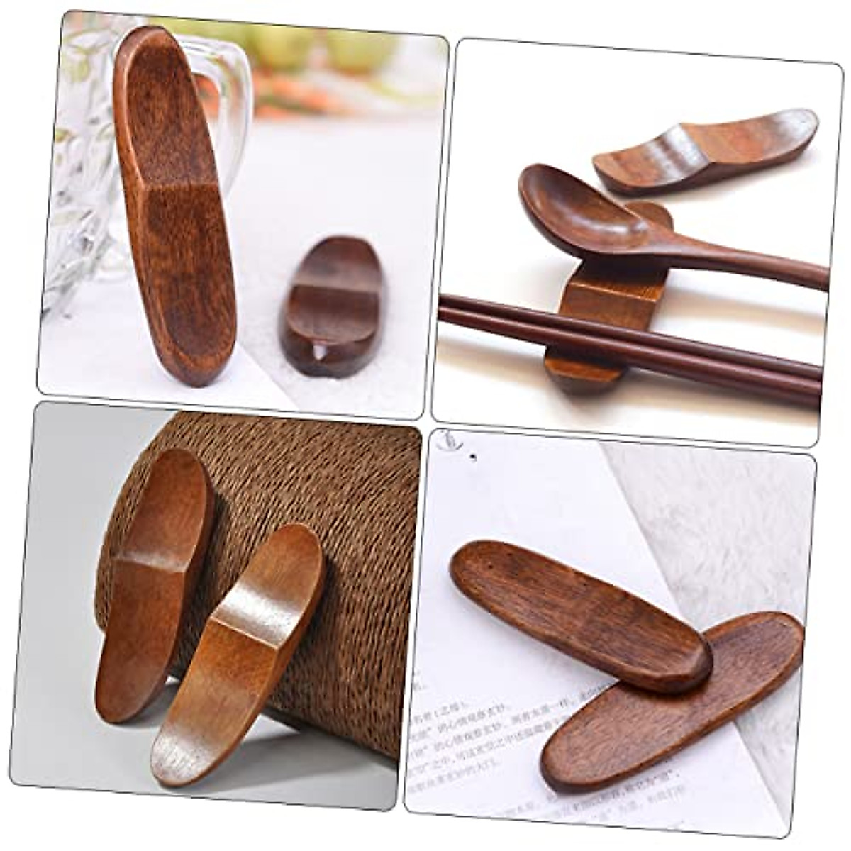 Cabilock 6pcs Solid Wood Chopsticks Spoon Holder Chopsticks Holder Sushi Stick Holder Cooking Spoon Stand Wood Chopsticks Stand Tableware Rest Wood Chopsticks Rack Wooden Cute Japan