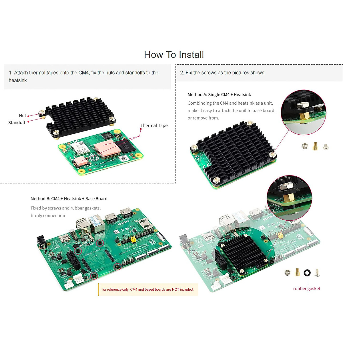 Dedicated Aluminum Heatsink Compatible with Raspberry Pi Compute Module 5 (CM5) / Compute Module 4 (CM4), CM4/ CM5 Heatsink with Screws and Thermal Tapes