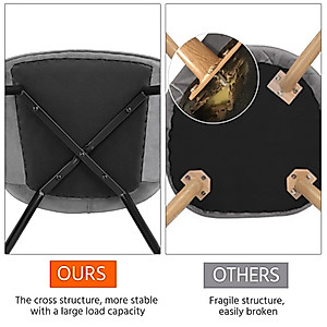 Yaheetech Set of 4 Dining Chairs Velvet Reception Chairs Tufted Accent Chairs with Soft Padded and Metal Legs for Kitchen/Living Room/Lounge/Reception, Gray