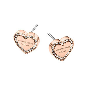 Michael Kors Rose Gold Tone Signature Heart Stud Earrings