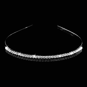 Small Silver Rhinestone Headbands for Wedding Brides, Classy Women Girls Hair Styling Accessories, Gift Hair Band for Mom Teen Toddler Girl Stuff, Headdress Decor, Back to School Outfits, 1 Pack