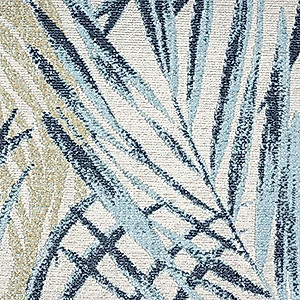 Tommy Bahama Malibu Palm Springs Coastal Indoor/Outdoor Area Rug, Ivory/Aqua Blue, 5'3"x7'3"