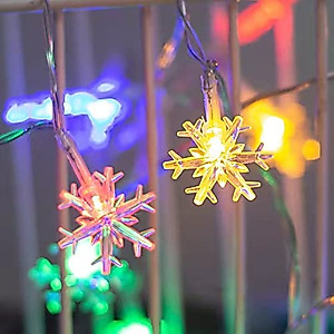 Led Snowflake Waterproof Indoor Snow Light Outdoor Lights 33FT 50 LED Lights for New Year Christmas Party Birthday Wedding Use in Living Room Bedroom Garden Roof Eaves Colorful