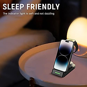 Wireless Charging Station, 3 in 1 Wireless Charger for Apple Watch 8/Ultra/7/SE/6/5/4/3/2, Fast Wireless Charging Stand Dock for iPhone 14/13/12/11/Pro/Max/Plus/SE/XS/XR/X/8 Air-pods(with Adapter)