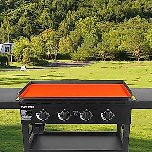 36" Silicone Griddle Mat for Blackstone, Heavy Duty Food Grade Silicone Grill Top Cover - Extra Tall Wall Design - All Season Cooking Protective Cover-Orange