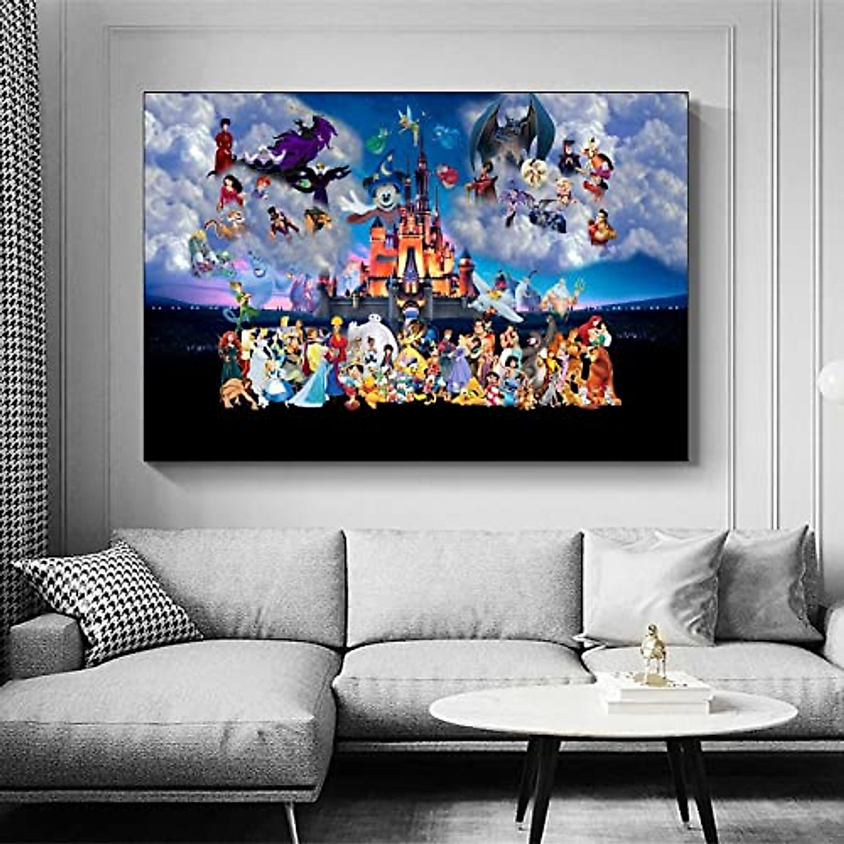 HHOOO Beauty And The Beast Characters Castle Children Mickey Princess Villain Poster Decorative Painting Canvas Wall Art Living Room Posters Bedroom Painting 16x24inch(40x60cm)