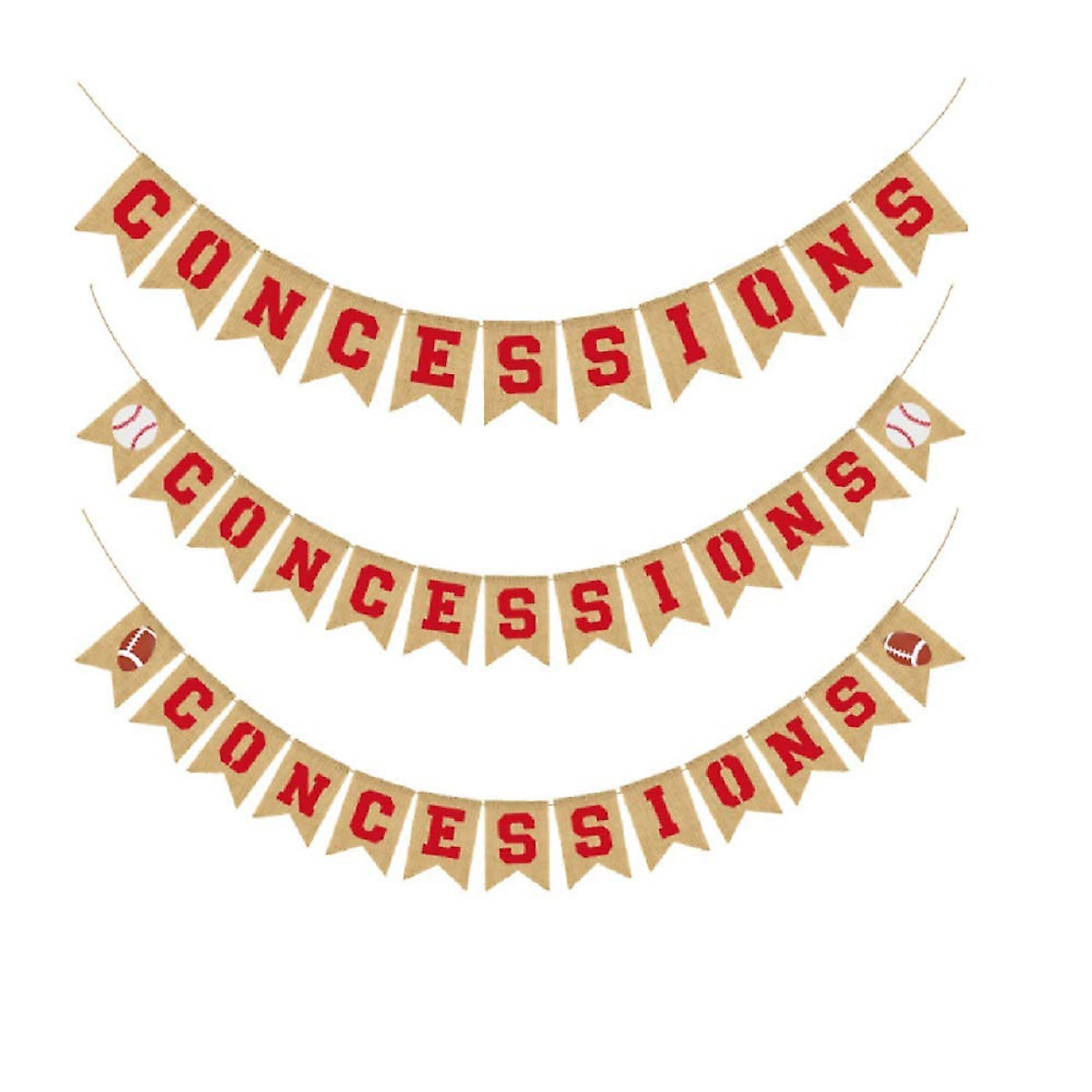 Baseball Theme Concessions Banner Burlap Bunting Banner Garland for Sports Party Decoration -#1