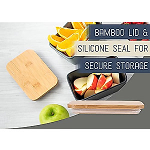 Nat & Jules Matte Black 6.5 x 4 Ceramic and Bamboo Butter Dish With Lid