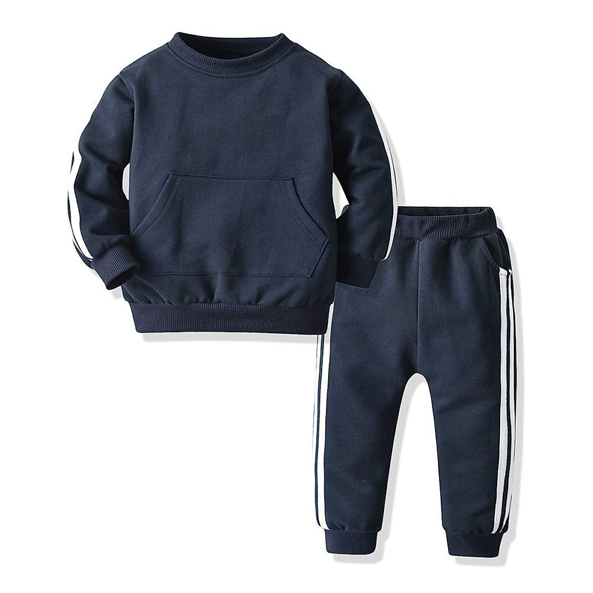 Moyikiss Studio Unisex Tracksuit Baby Boys Girls Clothes Cotton Long Sleeve Zipper Sweatshirt Jacket and Pants (Navy, 90/18-24Months)