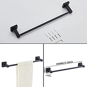 Matte Black Bathroom Hardware Set 4 Pieces,Towel Bar Set Stainless Steel Wall Mounted, Includes 16In Hand Towel Bar, Towel Ring, Robe Towel Hooks,Toilet Paper Holder, Bathroom Towel Rack Set