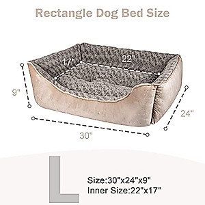 JOEJOY Rectangle Dog Bed for Large Medium Small Dogs Machine Washable Sleeping Dog Sofa Bed Non-Slip Bottom Breathable Soft Puppy Bed Durable Orthopedic Calming Pet Cuddler, Multiple Size, Beige