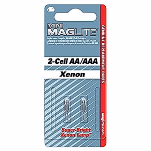 Maglite Replacement Lamps for 2-Cell AA Mini Flashlight, 2-Pack