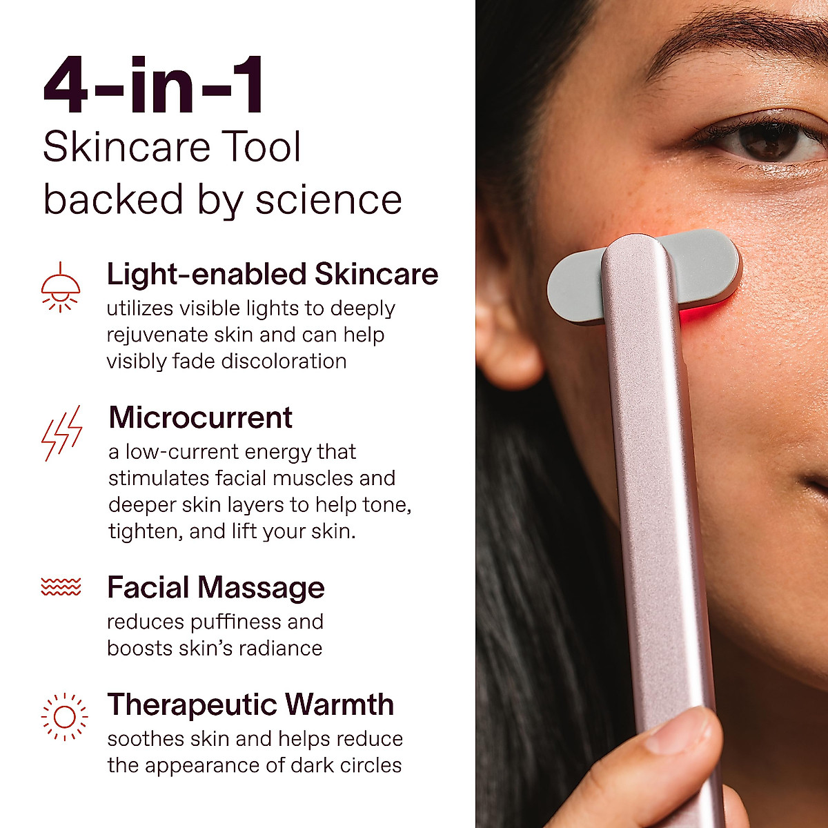 Solawave 4-in-1 Facial Wand | Red Light Therapy for Face and Neck | Microcurrent Facial Device for Anti-Aging | Skin Tightening Machine | Face Massager | Facial Wand (Rose Gold)