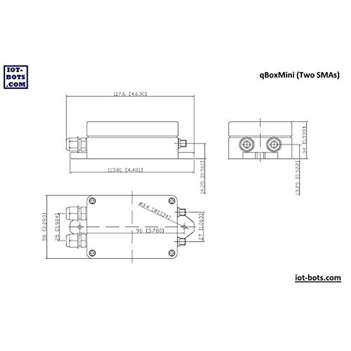 qBoxMini DIY IOT Enclosure Plus Kit (Two SMAs), IOT Enclosure for Arduino MKR Feather ESP32 Cellular LoRa WiFi board, Waterproof IP65 Enclosure with glands, prototyping PCB connectors set and Two SMAs