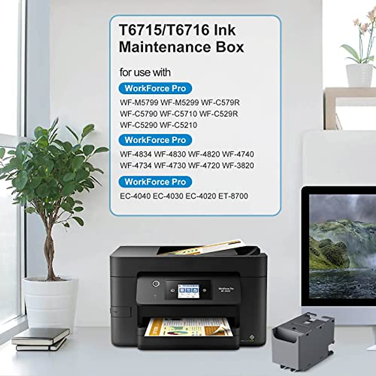 Poschink T6715 T6176 Ink Maintenance Box for Workforce Pro WF-4730 WF-4740 WF-4734 WF-4830 WF-4720 WF-4820 WF-3820 EC-4020 EC-4030 EC-4040 WF-C5710 WF-C5790 WF-C5210 WF-C5290 Printers T671500/T671600