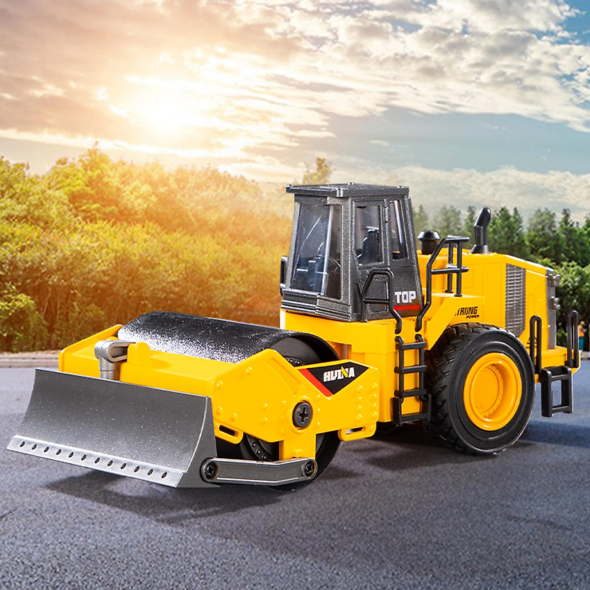 Gemini&Genius Construction Vehicle Toys 1/35 Scale Die-cast Grader Engineering Road Planer Vehicle Models Toys for Kids and Decoration for House (1-35 Road Roller)