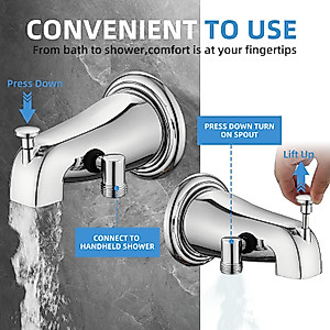 All Metal Bathtub Faucet with Sprayer，Tub Spout with Shower Attachment，10 Settings Hand held Filtered Shower with ON/OFF Pause Switch，Bathtub Faucet with Diverter