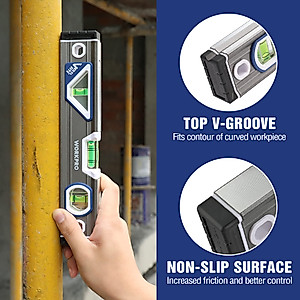 WORKPRO 12 Inch Magnetic Torpedo Level + 10 Inch Torpedo Level