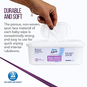 Dynarex 1311 Baby Non-Alcohol Wipe, Lanolin and Aloe to Moisturize Skin, Non-Woven and Unscented, 7 x 8", Pack of 960