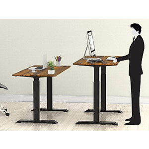 SHW 55-Inch Large Electric Height Adjustable Standing Desk, 55 x 28 Inches, Walnut