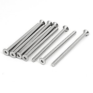uxcell M6x100mm 304 Stainless Steel Flat Head Hex Socket Cap Screws DIN7991 10pcs