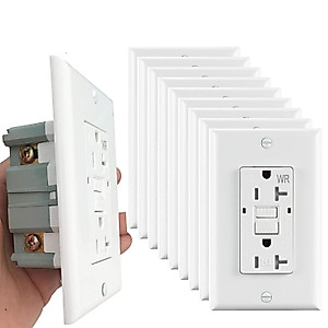 GFCI Outlet 20 Amp Wall Outlets Duplex Outlet Receptacle with LED Indicator,Self-Test, Weather Resistant, Tamper Resistant, UL Listed, Decor Wallplate Included (10)
