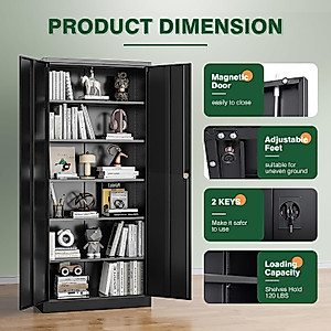 Letaya Metal Garage Storage Cabinets with Lock Door and Adjustable Shelves, Steel Tool Cabinets for Home,Office,Warehouse Organisieren (Black)