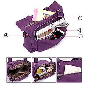 Multi Pocket Nylon Totes Handbag Large Shoulder Bag Travel Purse Bags For Women (X-Black)