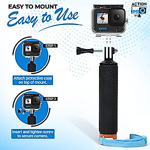 Action Pro Floating Hand Grip for GoPro Hero | Waterproof Monopod Handle for GoPro Action Cameras | Underwater Diving Stick Accessory for Water Sports Camera