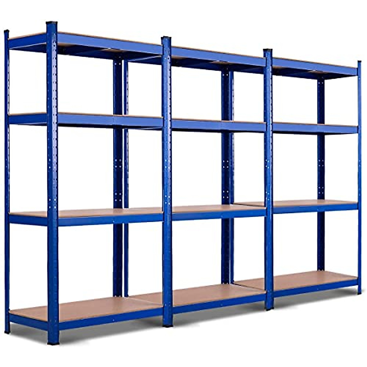 ERGOMASTER Storage Shelves Metal Garage Shelving Unit 4-Shelf Adjustable Heavy Duty Boltless Organizer Rack for Home Warehouse Pantry Office 96" W x 16" D x 63" H（Blue,3Pack）