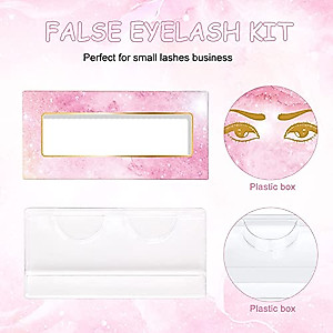 175 Pieces Lash Packaging Wholesale, Include 30 Empty Eyelashes Packaging Box, 30 False Lash Trays, 15 Eyelash Tweezers and 100 Eyelash Brush Mascara Wands Disposable (Pink)