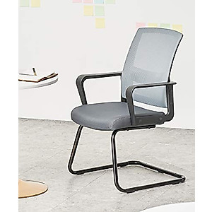 CLATINA Office Guest Chair with Lumbar Support and Mid Back Mesh Space Air Grid Series for Reception Conference Room Gray