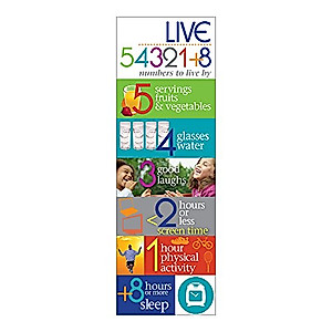 100 Nutrition Bookmarks for Kids | Live 54321+8 Bookmarks | 2 ½” x 7 ½”, 100 per Package, 2-Sided