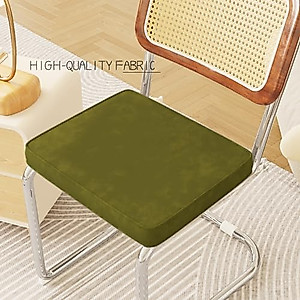 MeetLeisure Rattan Dining Chair Set of 2, Mid-Century Modern Chairs with Metal Chrome Legs, Armless Cane Back Chairs with Upholstered Cushion for Home Kitchen Dining Room, Walnut Brown/Green