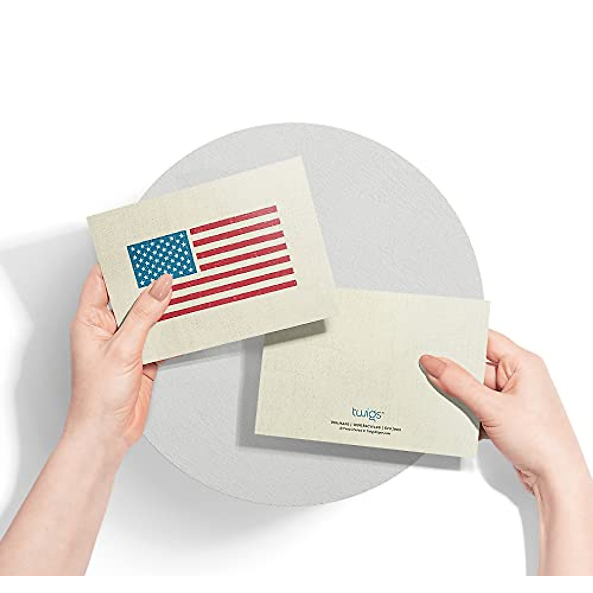Twigs Paper - American Flag Note Cards - 12 Blank Patriotic Greeting Cards With Envelopes - Eco Friendly Stationery - 5.5 x 4.25 Inch - Made In USA