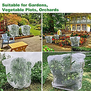 4 Packs Insect Netting Bags for Garden Fruits Plant Tomato Protection Cover Bags with Drawstring 2.6'x2.7' Vegetables Blueberry Orange Guava Mesh Netting Bird Bug Pest Barrier Net Covers