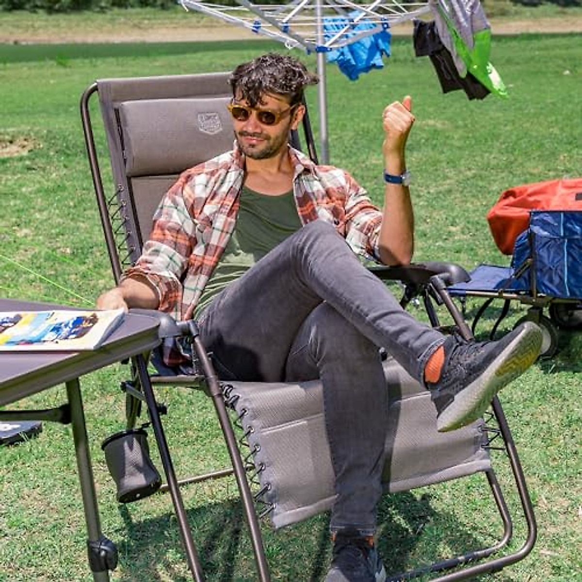 Timber Ridge Balsam Deluxe Zero Gravity Lounger Oversize Outdoor Recliner Chair, Grey