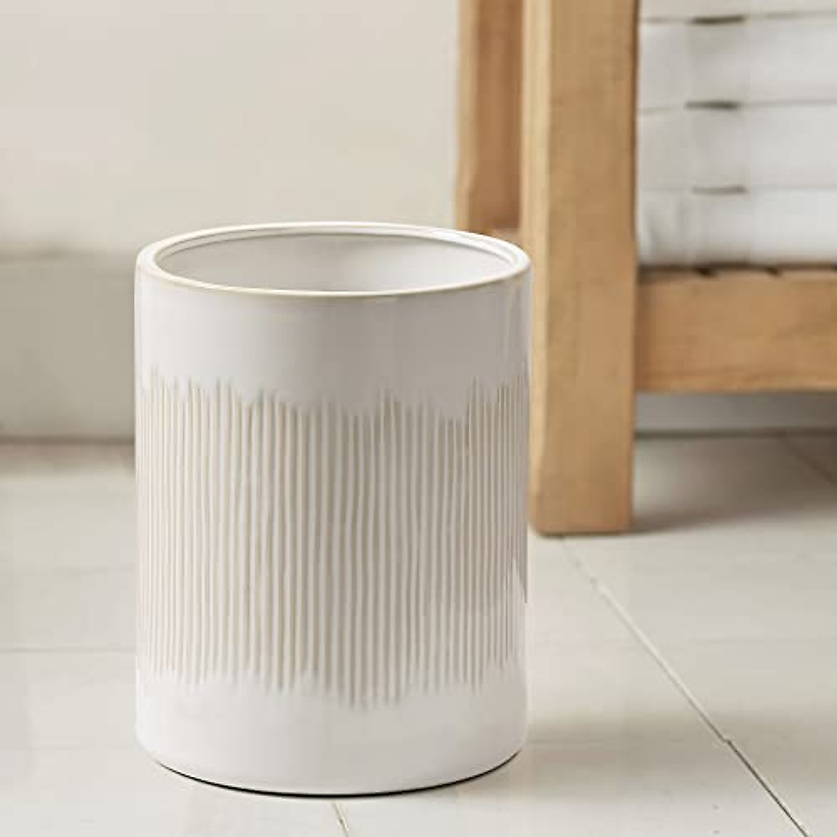 Motifeur Bathroom Wastebasket - Resin Decorative Trash Can (Ivory)…